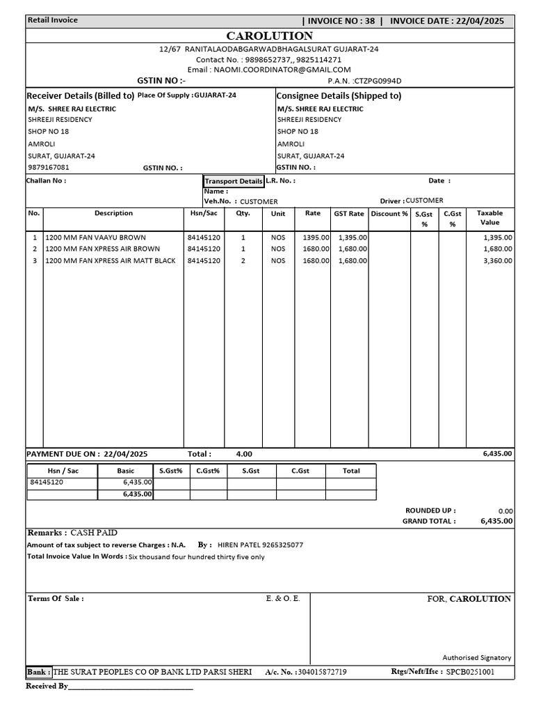 Shree Raj Electric Amroli | PDF | Invoice | Economies