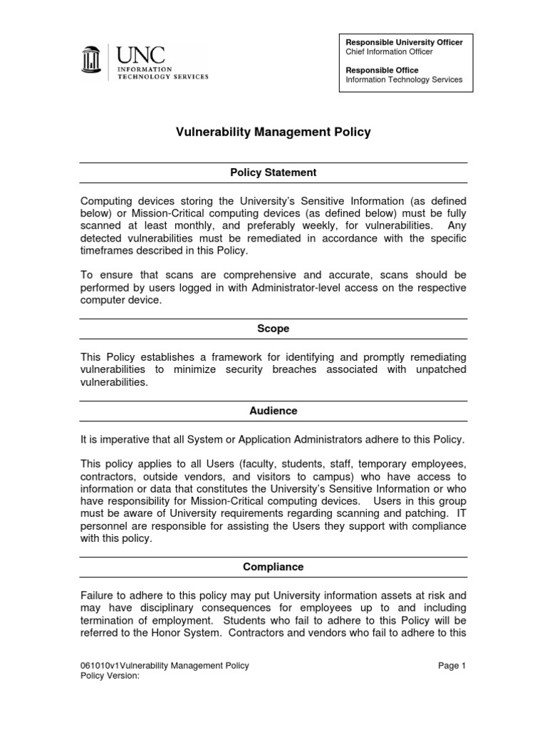Vulnerability Management Policy | PDF | Vulnerability (Computing ...