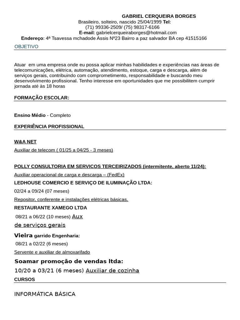 Gabriel - Cborges (Currículo) | PDF