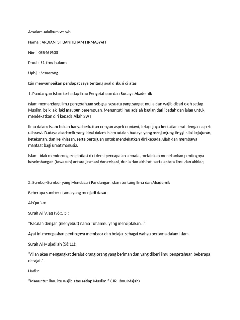 Diskusi Tuton Sesi 7 Agama Islam | PDF