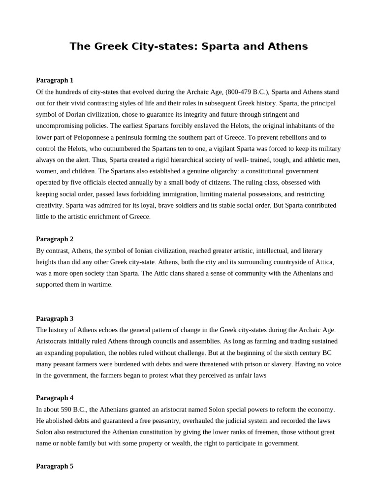 The Greek City-States Sparta and Athens | PDF | Sparta | Ancient Greece