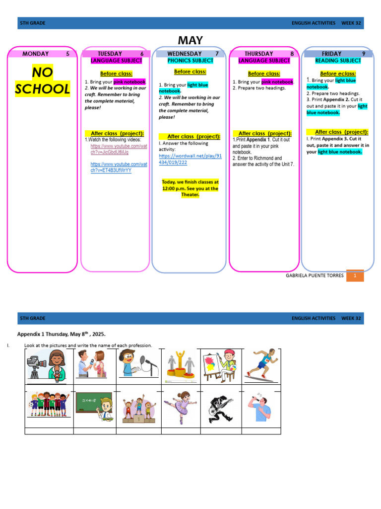 5th Grade Week May 5th To May 9th | PDF