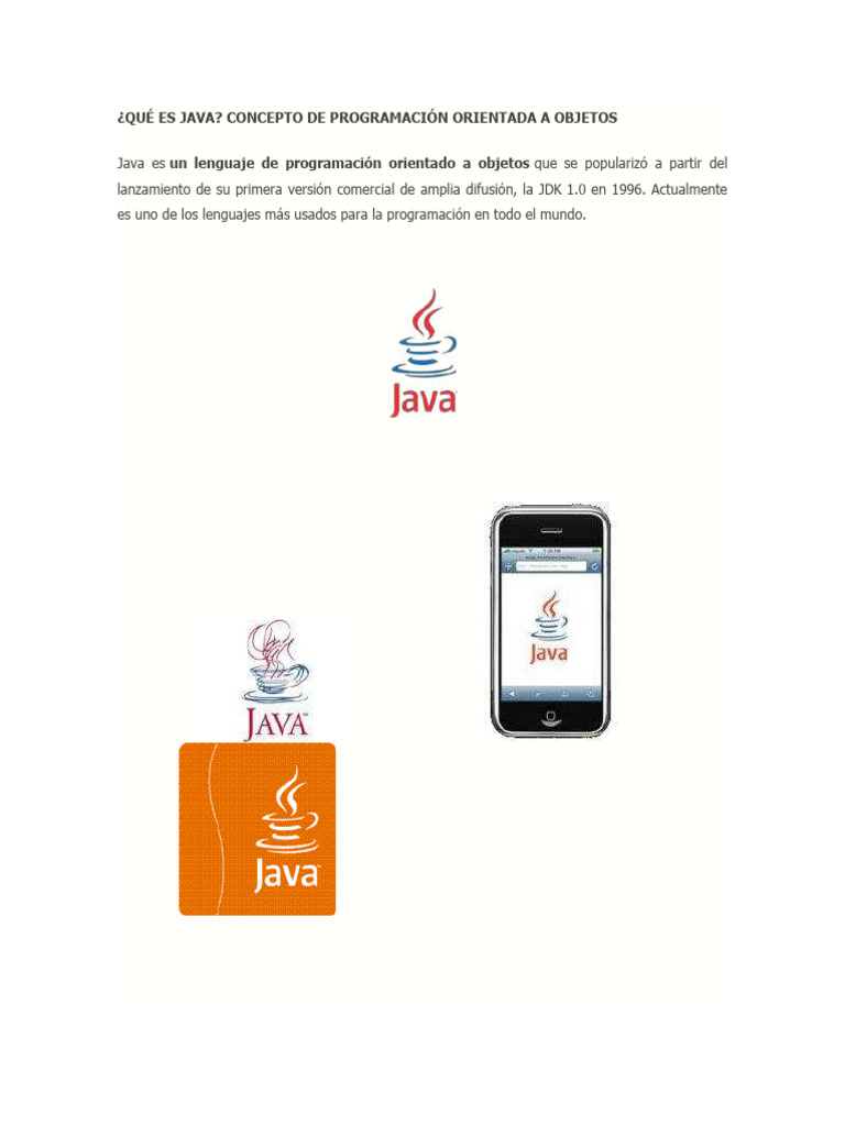 Que Es Java Concepto de Programacion Ori | PDF | Java (lenguaje de programación) | Lenguaje de ...