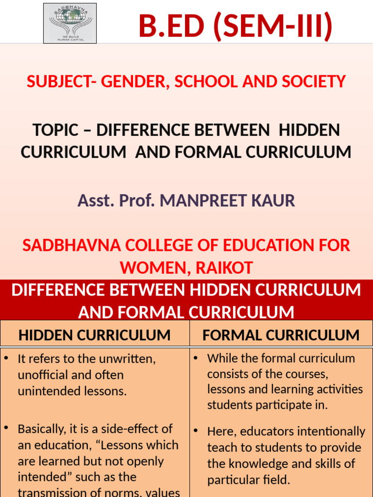 Hidden vs. Formal Curriculum Explained | PDF