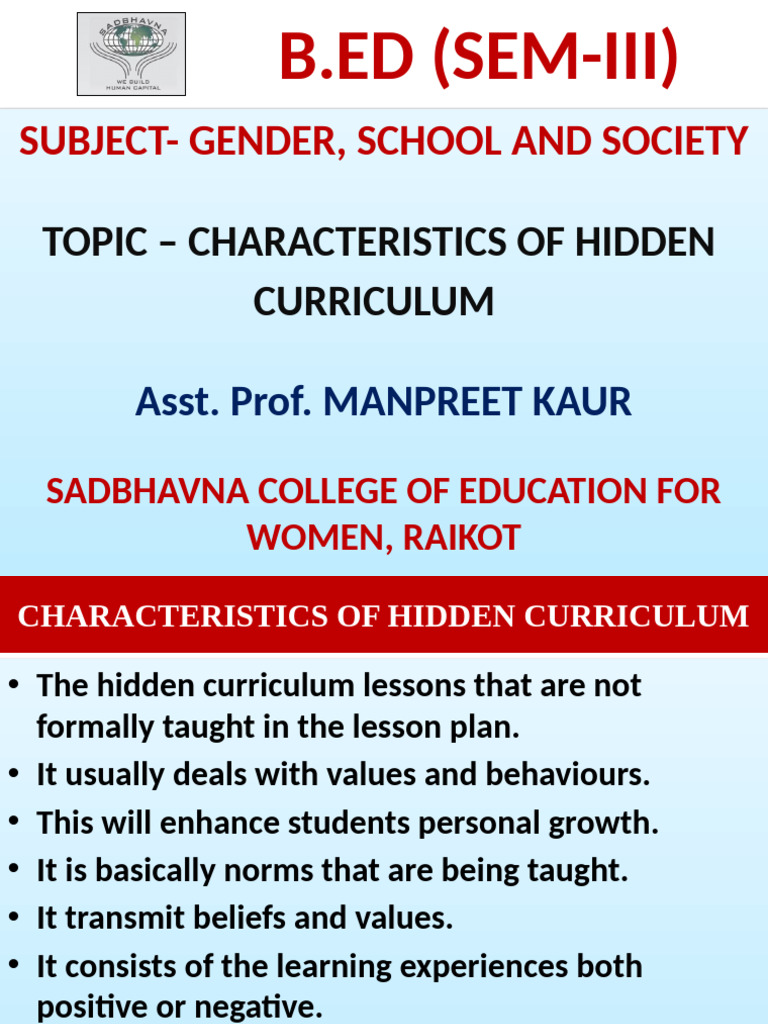 23 Characteristics of Hidden Curriculum | PDF