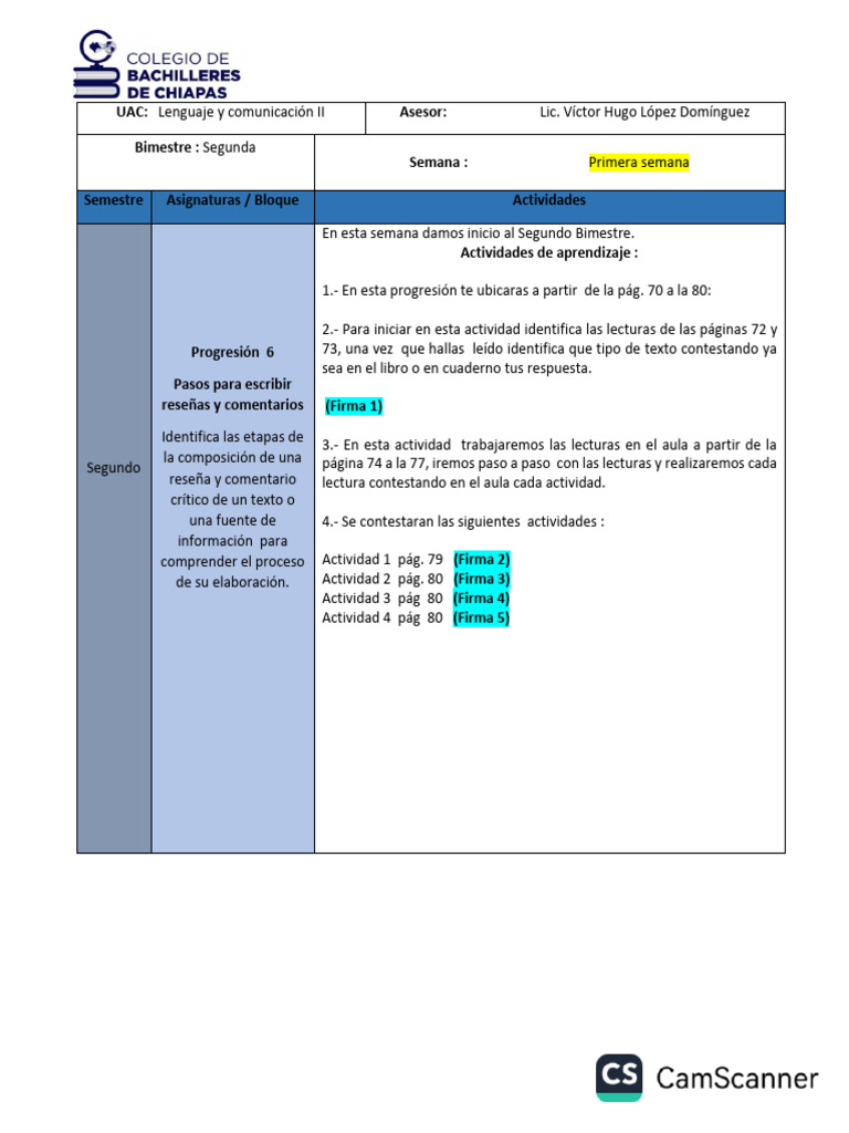 Tareas 2° Primera Semana 2° Parcial | PDF