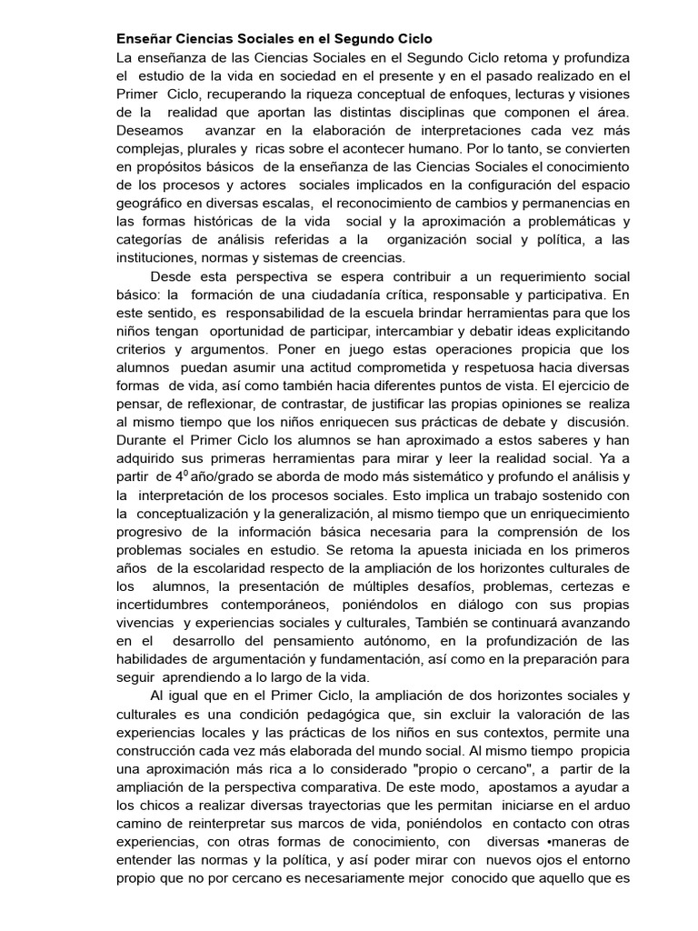 Enseñar Ciencias Sociales en 2do Ciclo | PDF | Evaluación | Enseñando