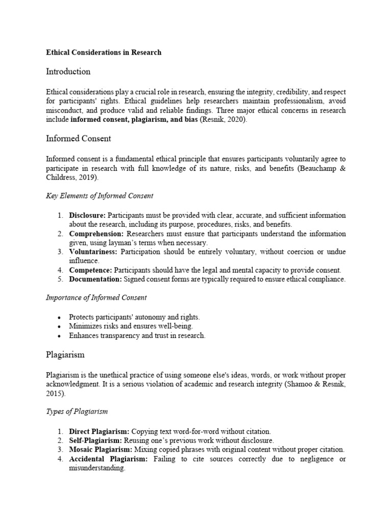 Ethical Considerations in Research | PDF | Plagiarism | Bias