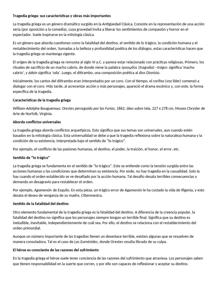 Tragedia Griega Caracteristicas | PDF | Tragedia | Tragedia griega