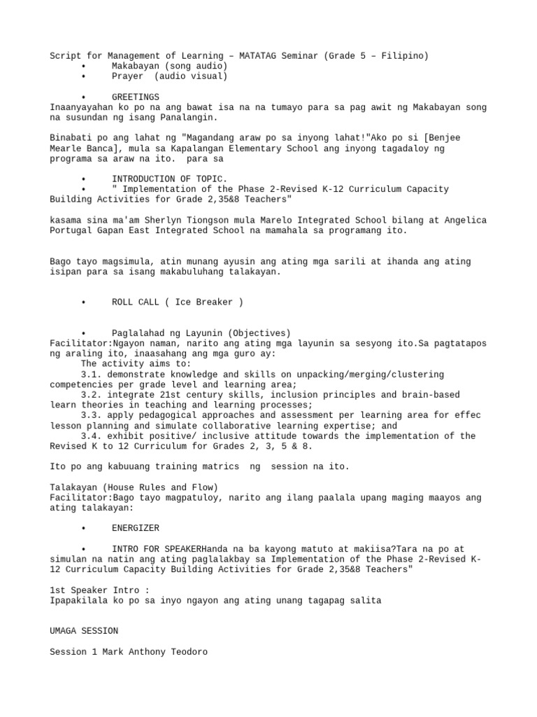 Script For Day 1 | PDF