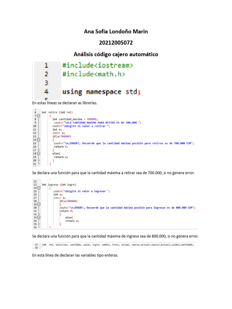 Cajero Automatico, Ejercicios de Programacion Basica | PDF