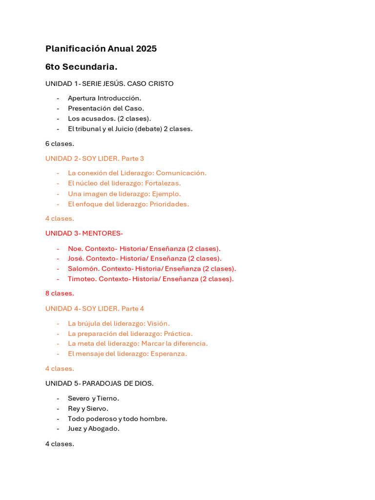 Planificacion Anual 6to - 2025 | PDF