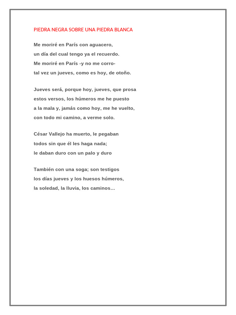 Piedra Negra Sobre Una Piedra Blanca | PDF