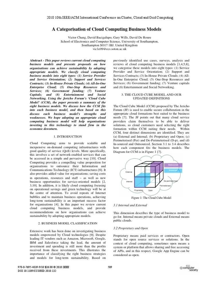 A Categorisation of Cloud Computing Business Models | PDF