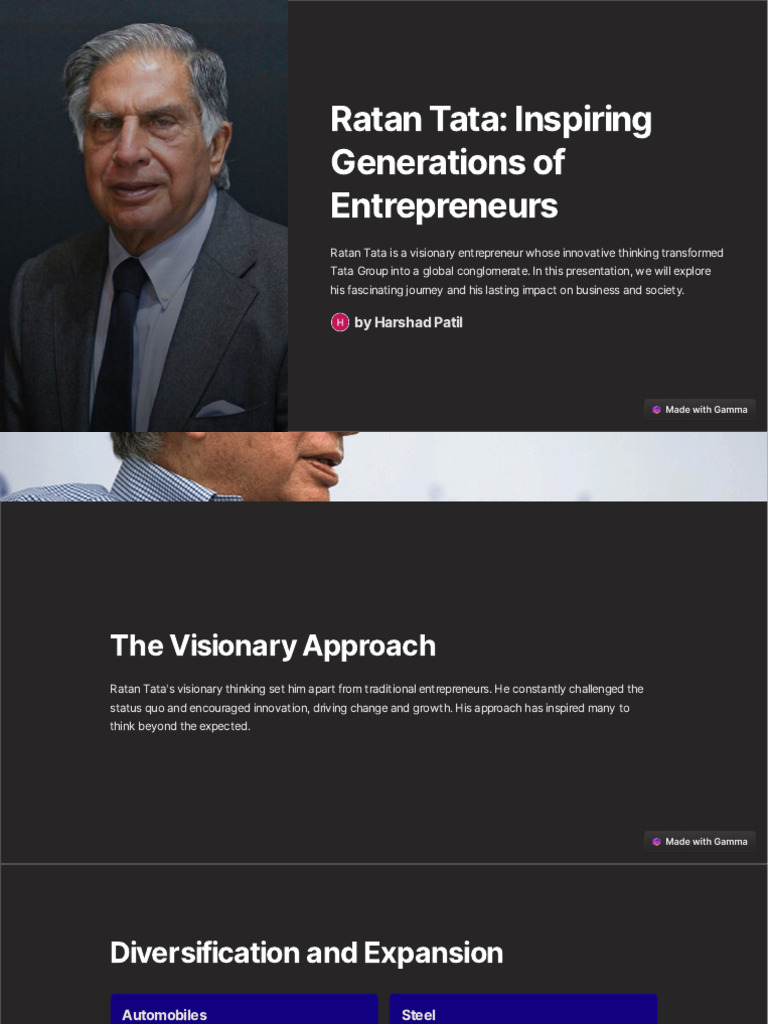 Ratan Tata: Visionary Entrepreneur Legacy | PDF | Entrepreneurship ...