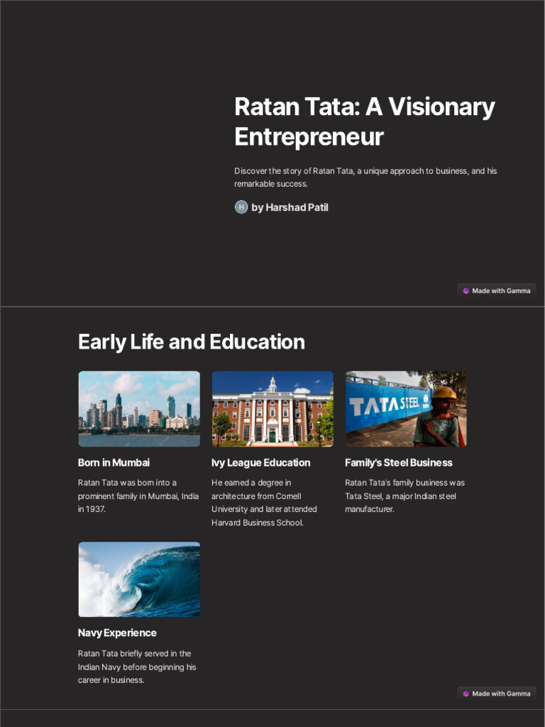 Ratan Tata A Visionary Entrepreneur | PDF | Corporate Social ...
