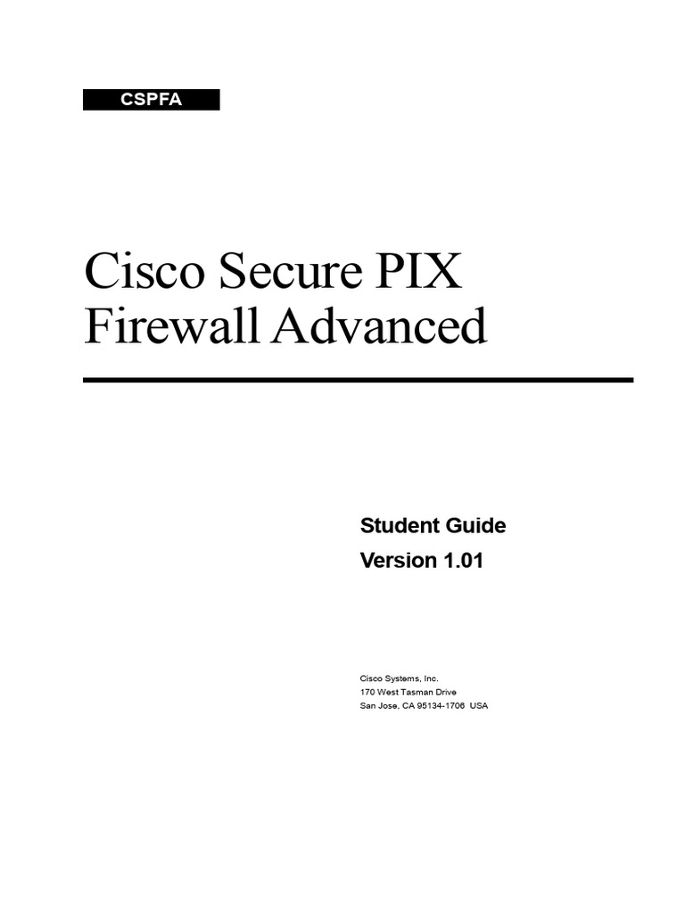 Cisco Secure PIX FireWall Advanced | PDF