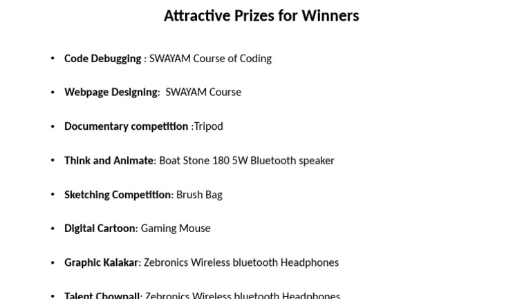 Exciting Prizes for Competitions | PDF