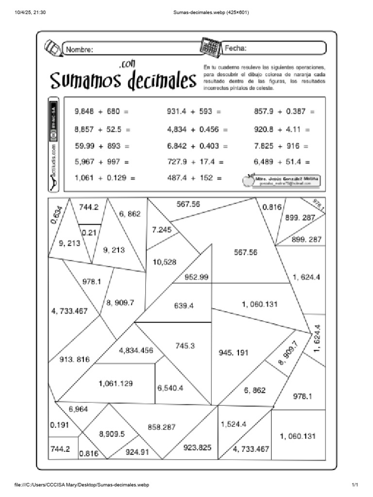 Sumas Decimales | PDF