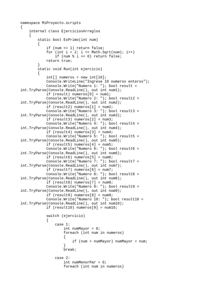 Ejercicio Arreglos. Francisco Peña 24-0658 | PDF | Computer Programming | Object Oriented ...
