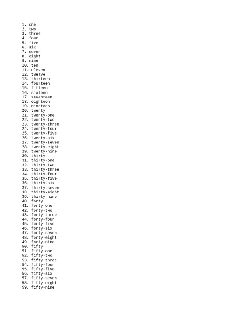 Numbers 1 to 500 List PDF | PDF