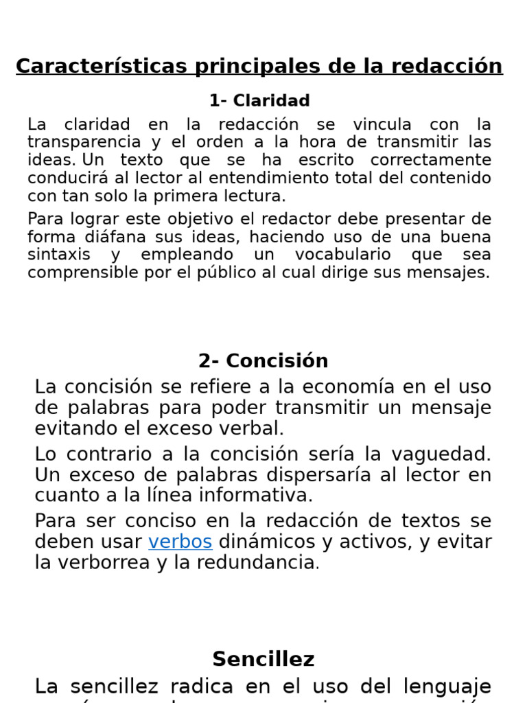 Características Principales de La Redacción | PDF | Comunicación humana ...