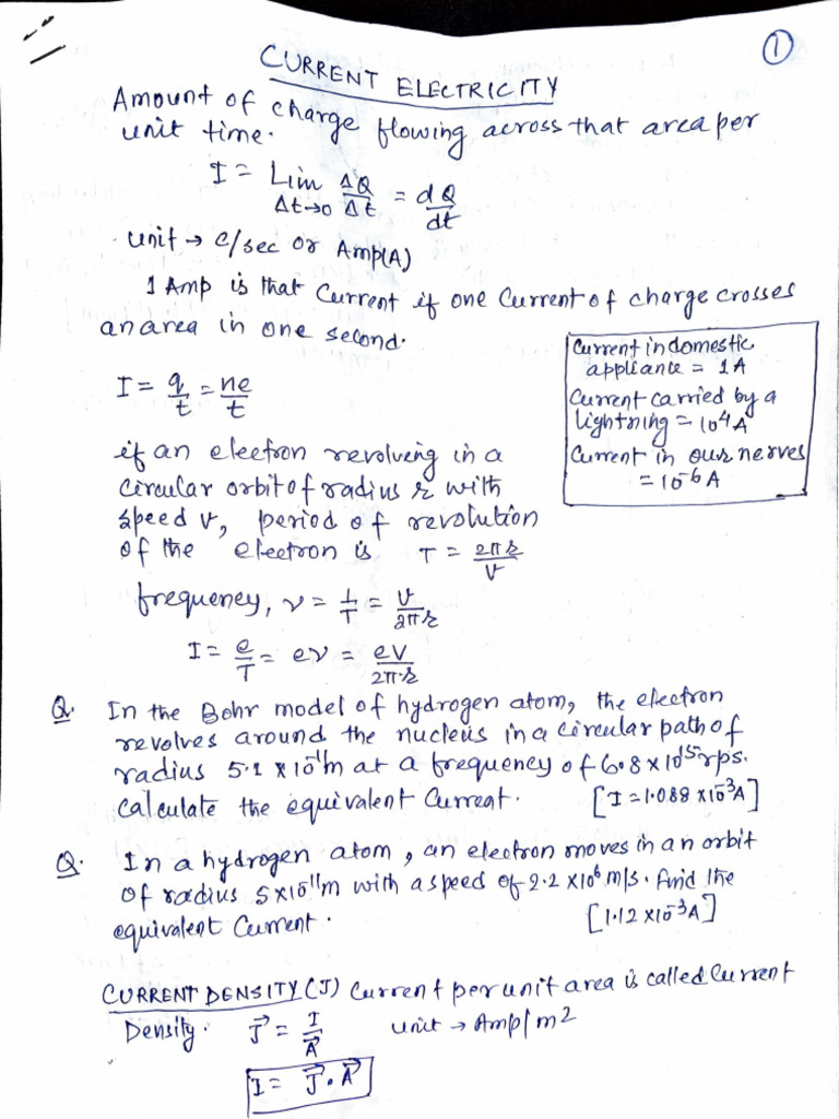 Current Electricity Notes | PDF