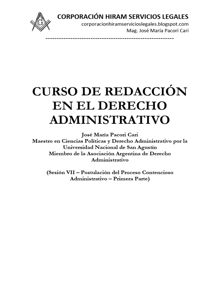 Modelos Curso de Redacción en El Derecho Administrativo - Autor José María Pacori Cari | PDF ...