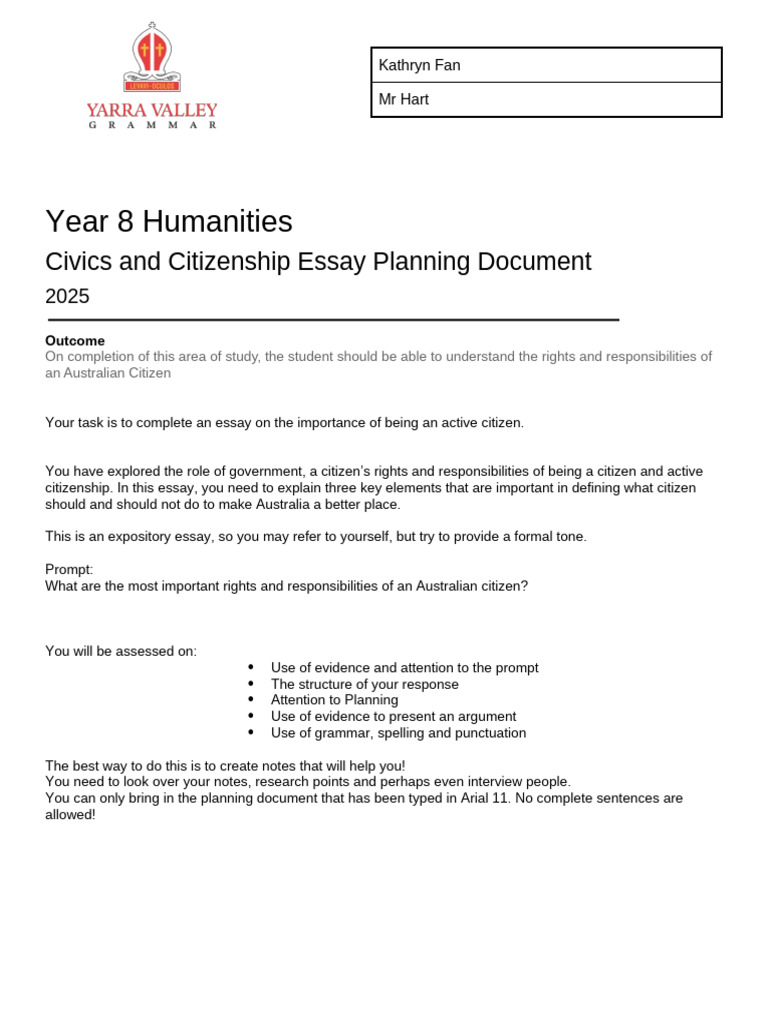 Australian Citizenship Rights & Responsibilities | PDF | Citizenship ...