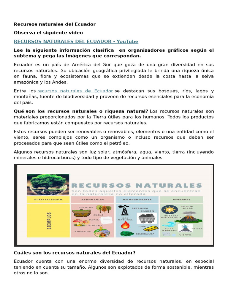 Recursos Naturales de Ecuador | PDF | Energía renovable | Ecuador
