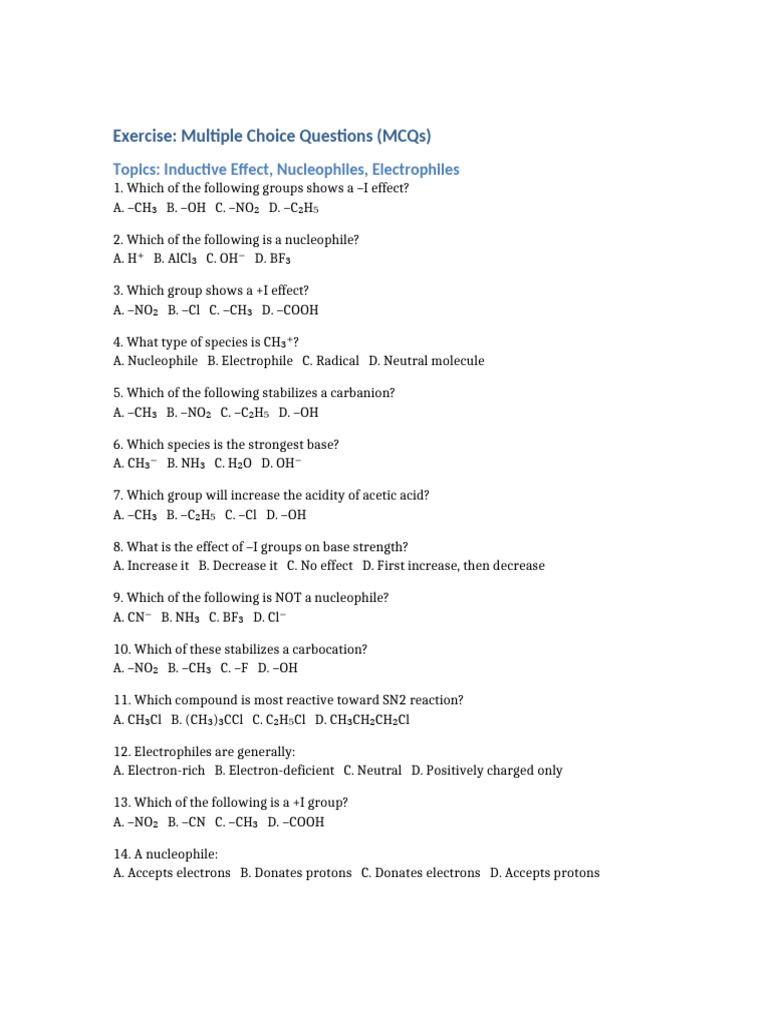 Updated MCQ Organic Chemistry | PDF | Acid | Chemical Compounds