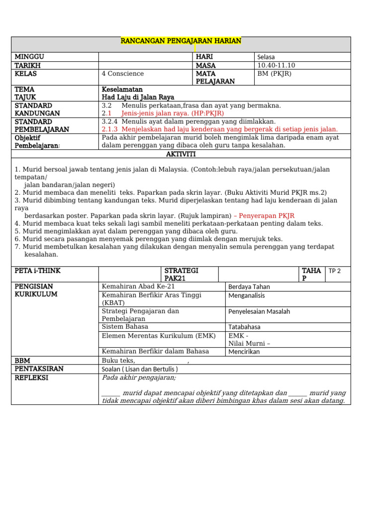 RPH PKJR Tahun 4 | PDF
