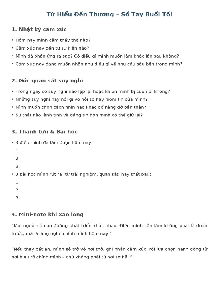 So Tay Buoi Toi Tu Hieu Den Thuong | PDF