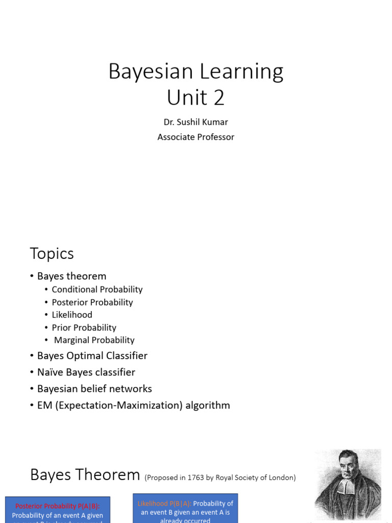 Unit 2 Bayesian Learning Bayes Theorem and Bayes Optimal Classifier | PDF | Bayesian Inference ...