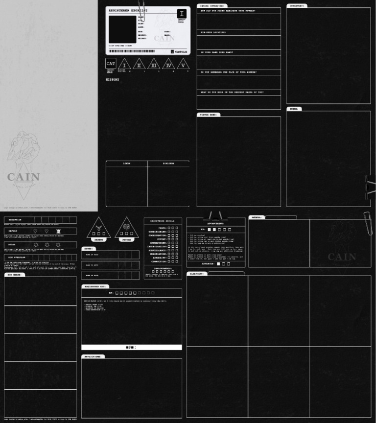 CAIN TTRPG Character Sheet Template | PDF