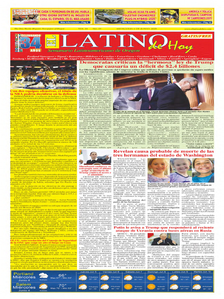 El Latino de Hoy Weekly Newspaper of Oregon - 6-04-2025 | PDF