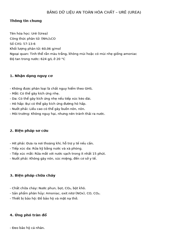 MSDS Urea TiengViet | PDF