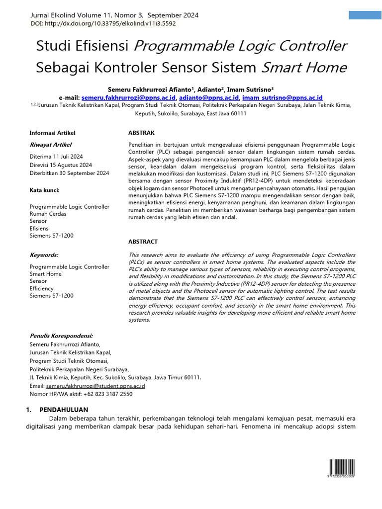 Studi Efisiensi Programmable Logic Controller Seba | PDF