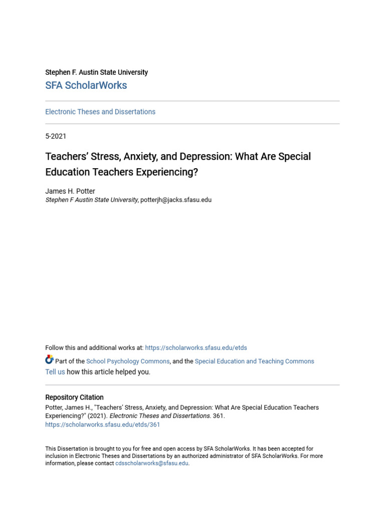 Teachers' Stress, Anxiety, and Depression What Are - 240619 - 153314 ...