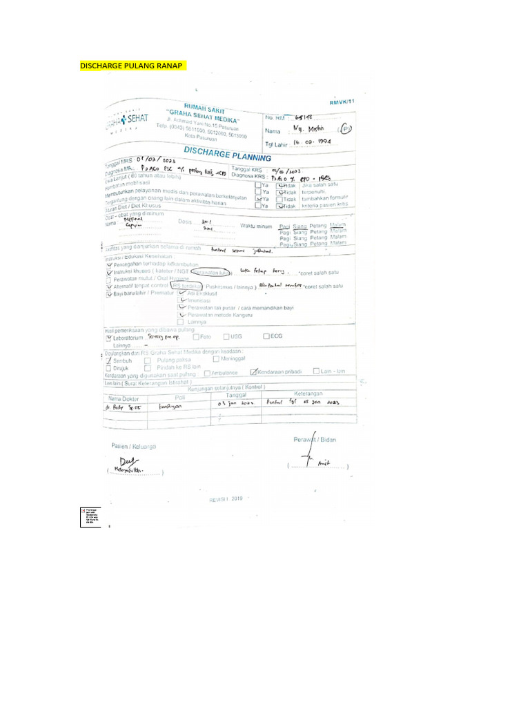 Discharge Pulang Ranap, Rajal | PDF