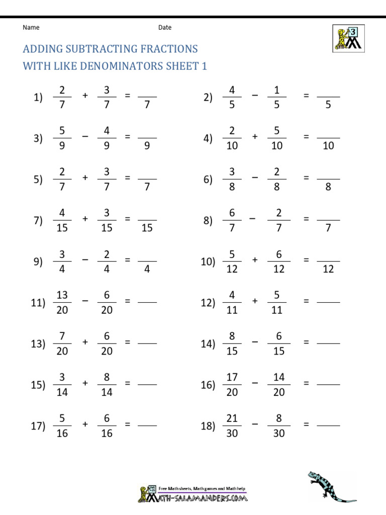 Adding Subtracting Fractions LD Y4 | PDF | Arithmetic | Algebra