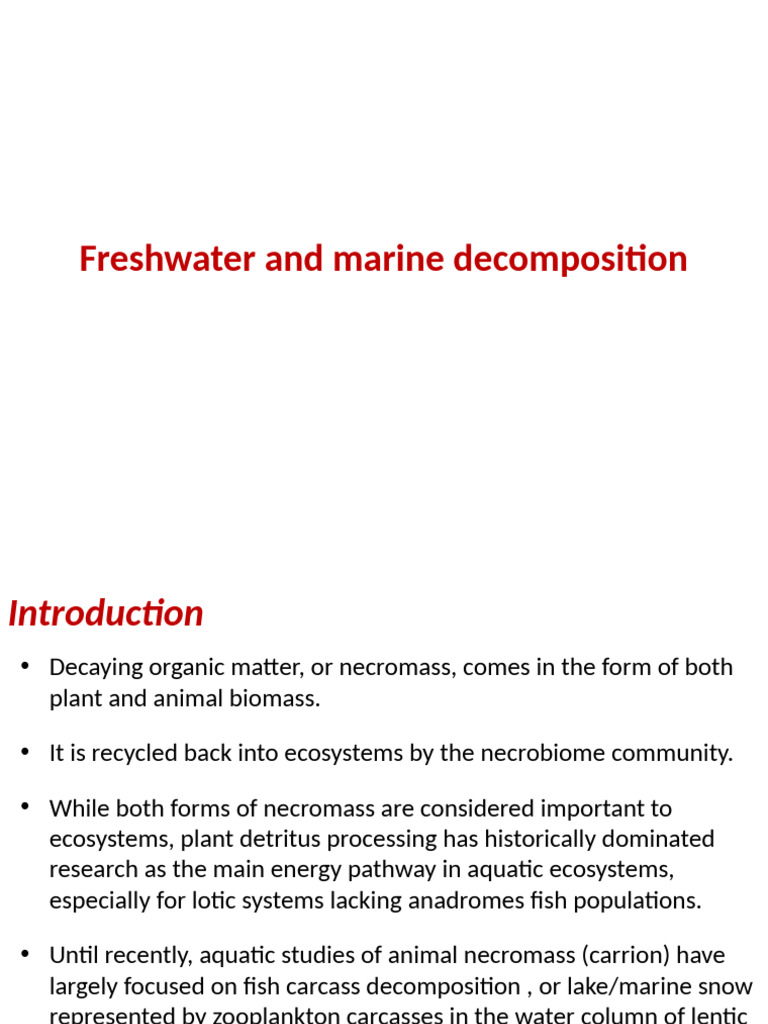 Decomposition of Organic Matter in Aquatic Ecosystems | PDF | Ecosystem ...