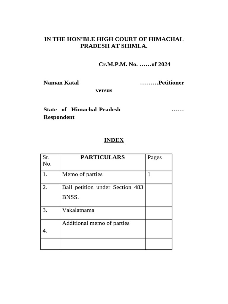 Naman High Court Bail Application | PDF | Bail | Crimes