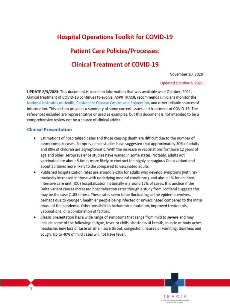 Hospital Operations Toolkit For Covid 19 Patient Care Treatment | PDF ...