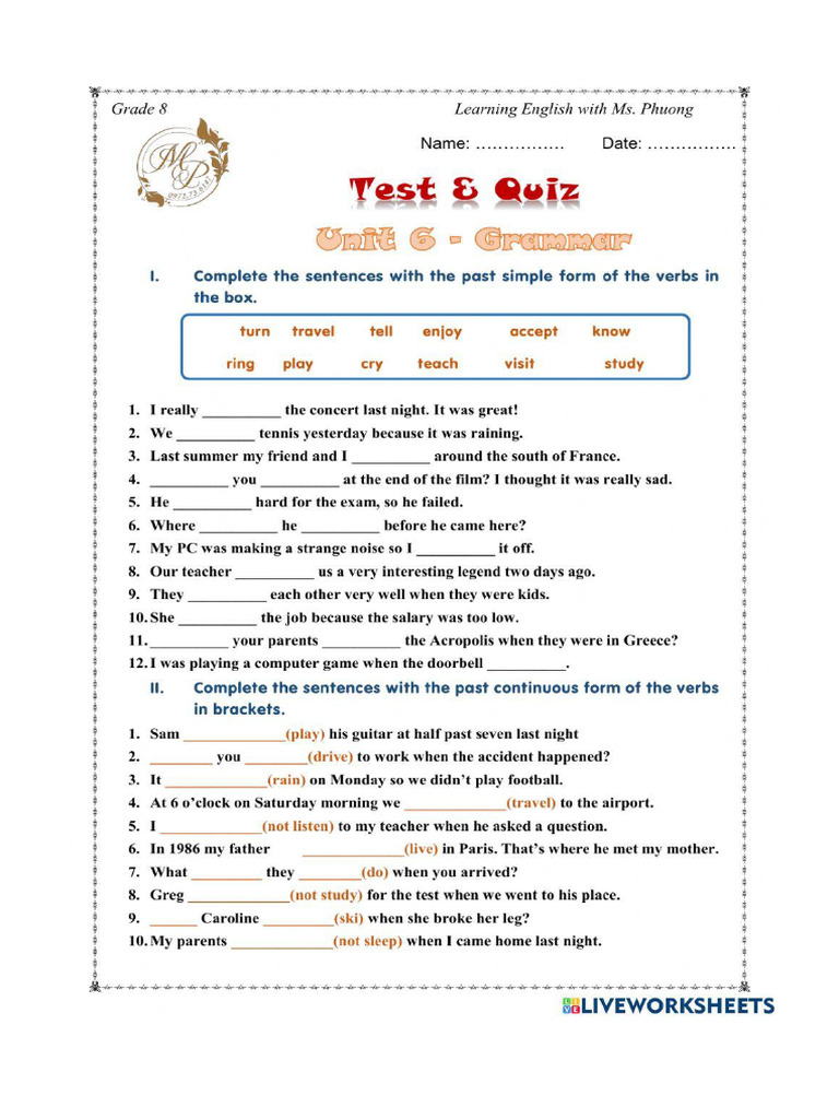 Past Tense Quiz and Test | PDF