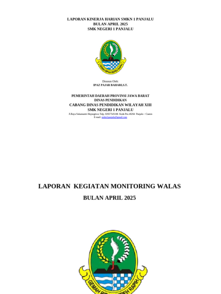 Cover Laporan Harian Dan Walas | PDF