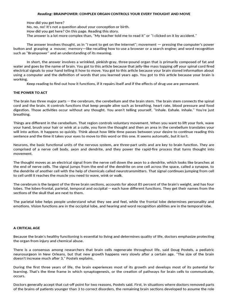 Module 6 - Reading Materials | PDF | Dendrite | Lateralization Of Brain ...