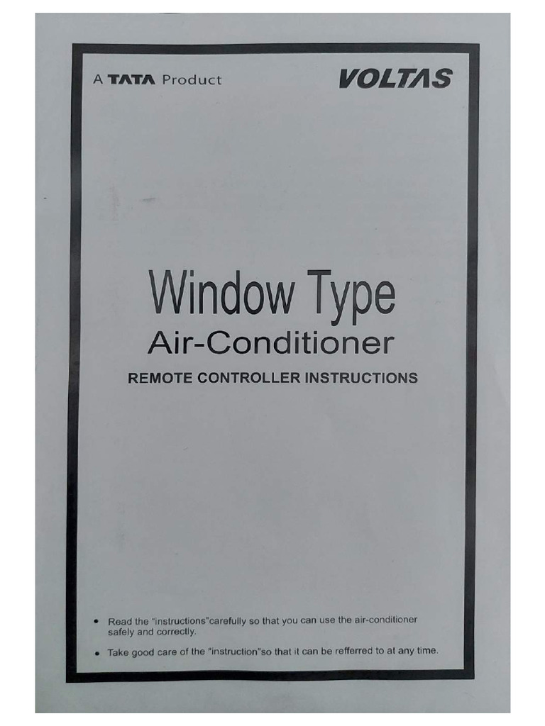 Voltas Window Ac 122LZF Remote Instructions | PDF