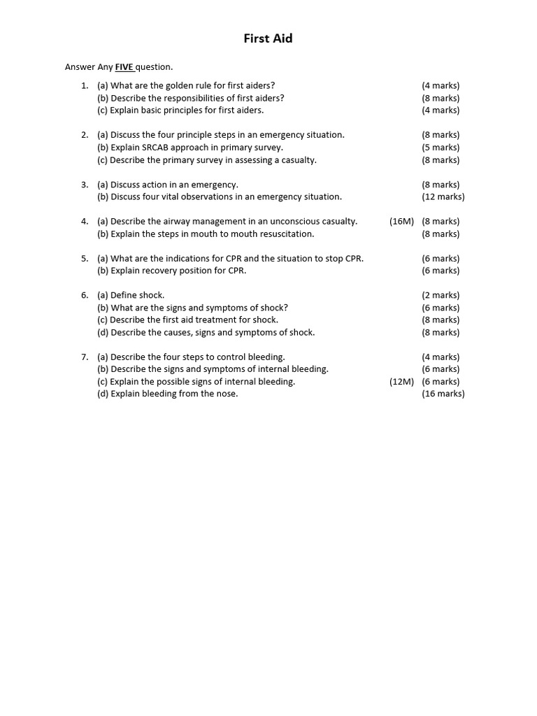First Aid: Key Principles and Procedures | PDF | First Aid ...