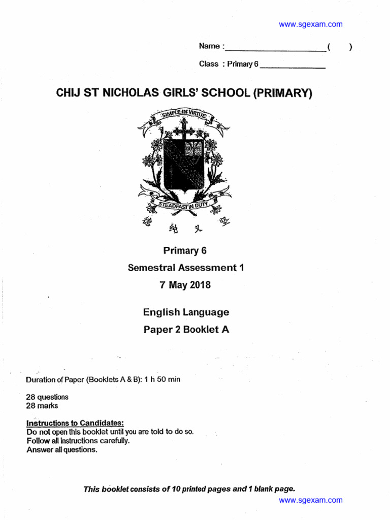 2018-P6-English-SA1-St Nicholas | PDF